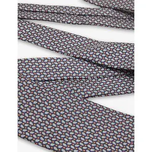 REISS Paisley Print Silk Necktie - Navy