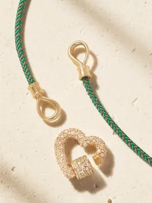 MARLA AARON 14-karat Gold, Diamond And Cord Necklace - Green
