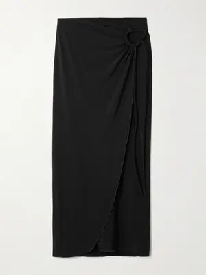 Max Mara Gathered Jersey Wrap-effect Maxi Skirt - Black
