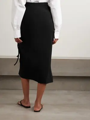 Max Mara Gathered Jersey Wrap-effect Maxi Skirt - Black