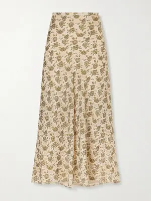 Loro Piana Simona Fil Coupé Silk-jacquard Midi Skirt - Neutrals