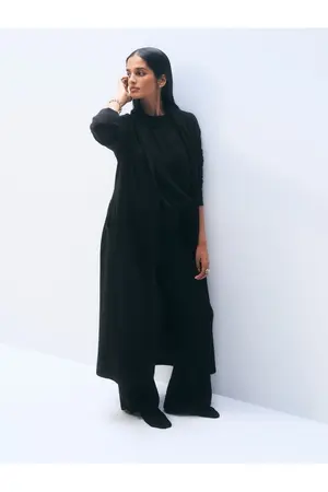 WHITE & WARREN Cashmere Robe - Black