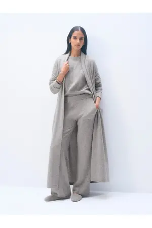 WHITE & WARREN Cashmere Robe | Heather - Grey