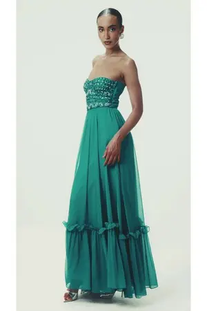 PatBO Chiffon Daydream Maxi Gown - Green