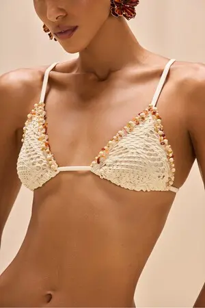 PatBO Lyra Mesh Bikini Top - Natural