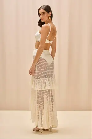 PatBO Midnight Pearl Mesh Cut Out Beach Dress