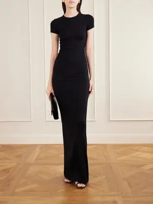 Eterne Ribbed Jersey Maxi Dress - Black