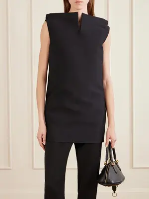Balenciaga Draped Scuba Mini Dress - Black