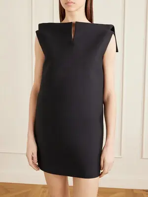 Balenciaga Draped Scuba Mini Dress - Black