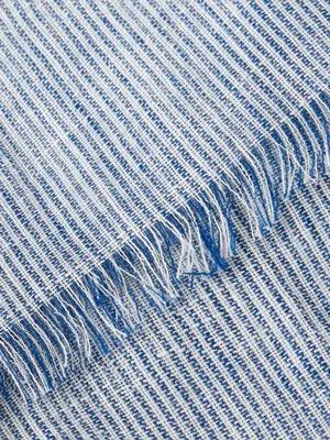 Brunello Cucinelli Fringed Linen Scarf - Blue