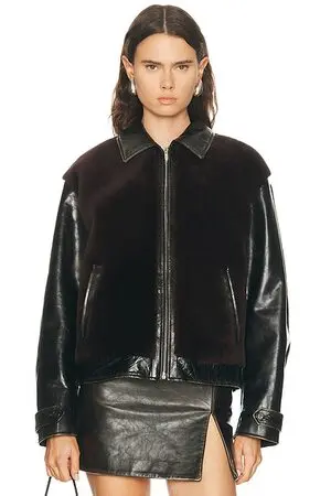 Miu Miu Vitello Leather Jacket - Nero