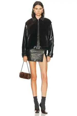 Miu Miu Vitello Leather Jacket - Nero