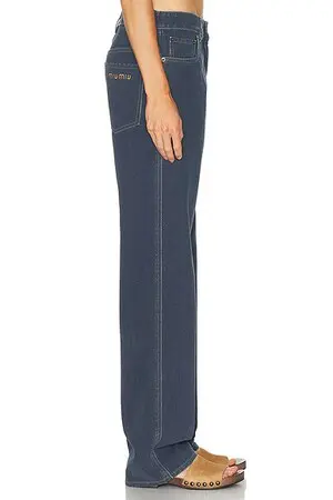 Miu Miu Wide Leg Denim Jeans - Bleu