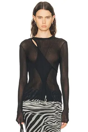 Blumarine Long Sleeve Top With Back Tie Closure