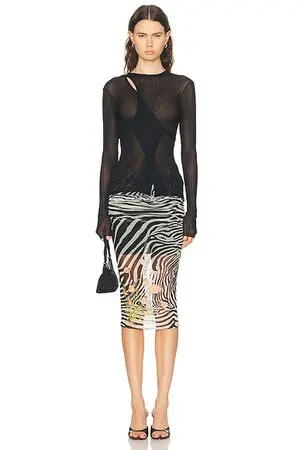 Blumarine Long Sleeve Top With Back Tie Closure