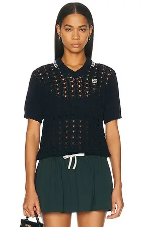 Miu Miu Crochet Polo Top