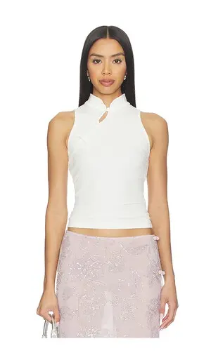 SAU LEE Tao Knit Top With Asymmetrical Closure
