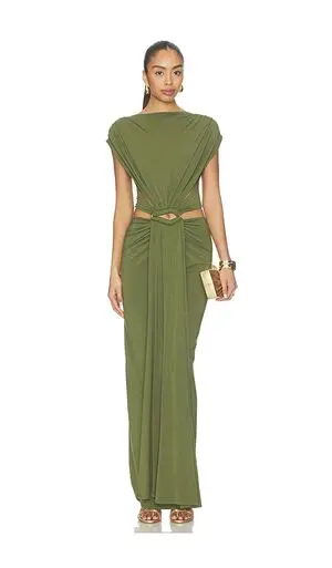 Green Sleeveless Evening Gowns