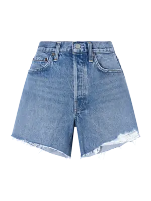 AGOLDE Parker Long Distressed Denim Shorts - Blue