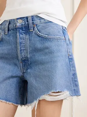AGOLDE Parker Long Distressed Denim Shorts