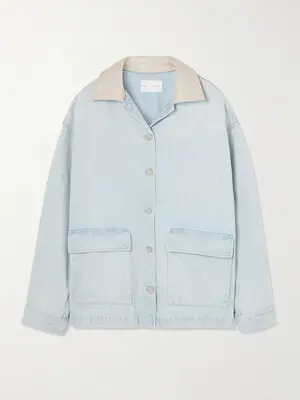AGOLDE Maria Mcmanus Oversized Leather-trimmed Denim Jacket - Blue