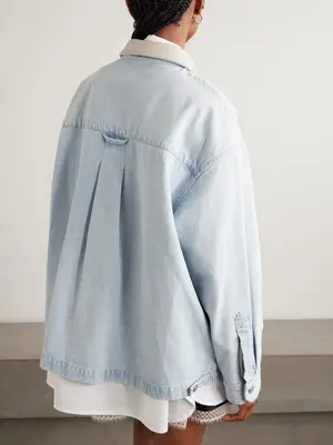 AGOLDE Maria Mcmanus Oversized Leather-trimmed Denim Jacket - Blue