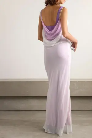 Christopher Esber Cowl Layered Draped Silk-georgette Maxi Dress