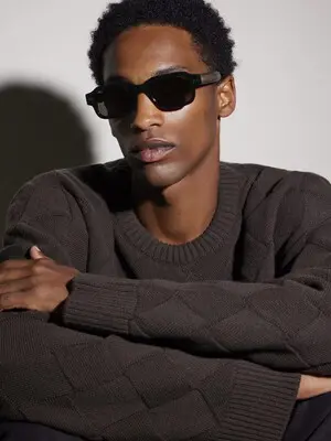 Bottega Veneta Intrecciato Square-frame Sunglasses