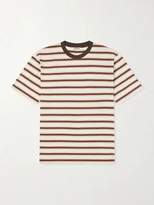 Auralee Striped Cotton-jersey T-shirt - Brown