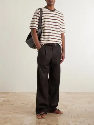 Auralee Striped Cotton-jersey T-shirt - Brown