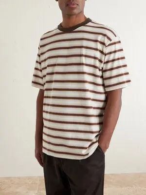 Auralee Striped Cotton-jersey T-shirt - Brown