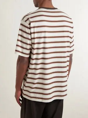 Auralee Striped Cotton-jersey T-shirt - Brown