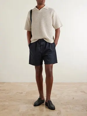 Auralee Straight-leg Garment-dyed Cotton Chino Shorts