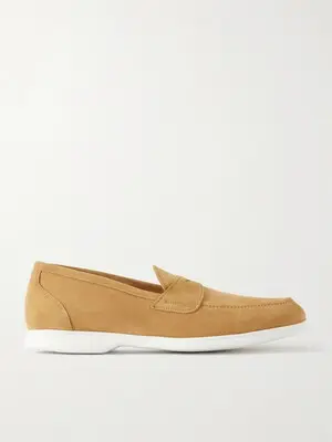 Kiton Suede Penny Loafers - Neutrals