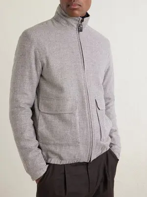 Herno Houndstooth Linen-blend Bomber Jacket - Gray