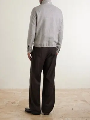 Herno Houndstooth Linen-blend Bomber Jacket - Gray