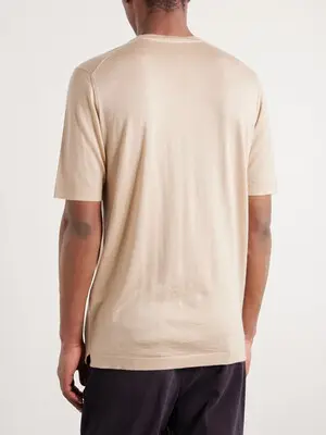 Thom Sweeney Cashmere And Silk-blend Knitted T-shirt - Neutrals