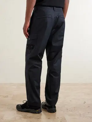 Stone Island Straight-leg Cotton Cargo Trousers With Logo Appliqu