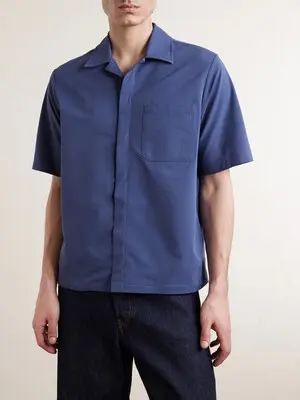 Herno Seercrease Jersey Bowling Shirt - Blue