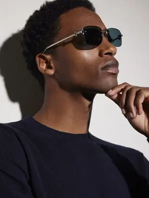 Dior Cd Diamond S11u Rimless Rectangular Sunglasses - Silver