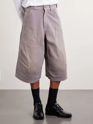 WILLY CHAVARRIA Cotton Double Knee Stocknot Shorts