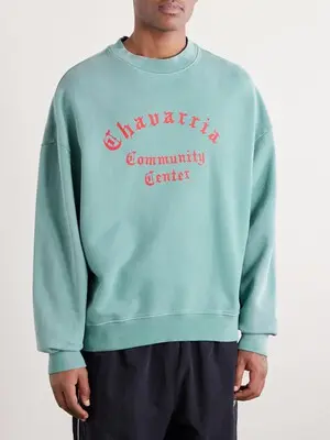WILLY CHAVARRIA Community Center Hooligan Cotton Sweatshirt - Green