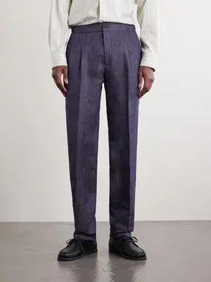 Rubinacci Straight-leg Linen Trousers - Blue