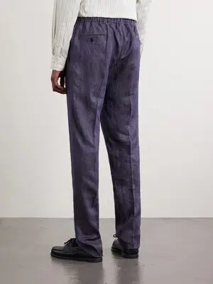 Rubinacci Straight-leg Linen Trousers - Blue