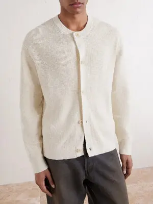 Nn07 Jasper 60028 Ribbed Organic Cotton Cardigan - Neutrals