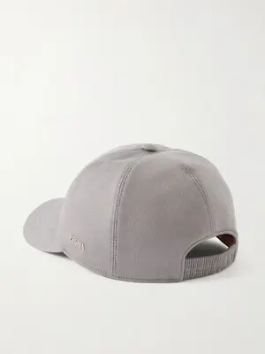 Zegna Embroidered Cotton-twill Cap - Gray