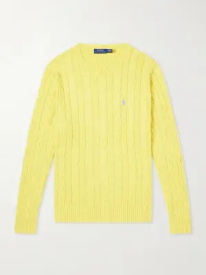 Polo Ralph Lauren Logo-embroidered Cable-knit Cotton Sweater - Yellow