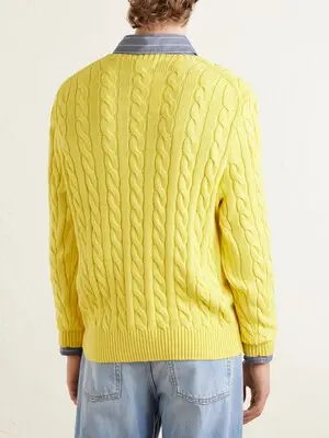 Polo Ralph Lauren Logo-embroidered Cable-knit Cotton Sweater - Yellow
