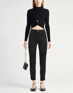 Armani Exchange Sky Cotton Stretch Skinny Cropped Pants - Black