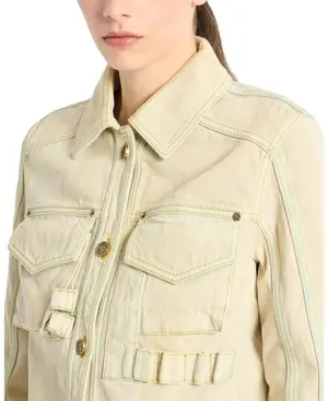 Balmain Faded Denim Trucker Jacket - Beige